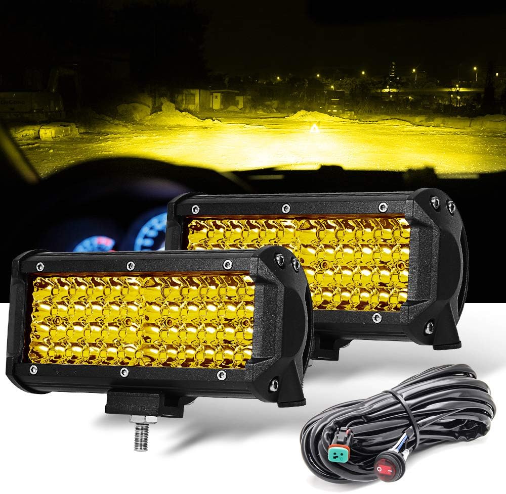 Amazon.com: 7 Inch Yellow Fog Lights, Led Driving Lamp with Wiring ...