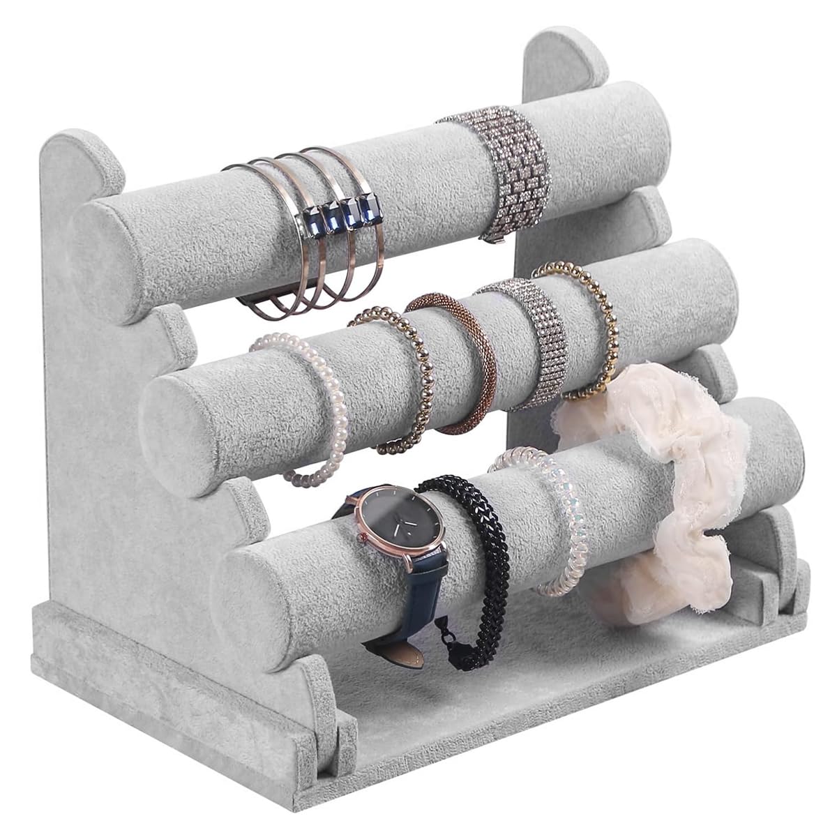 Venzina® Bangle Stand Bracelet Holder Organizer, 3-Tier Velvet Bracelet ...