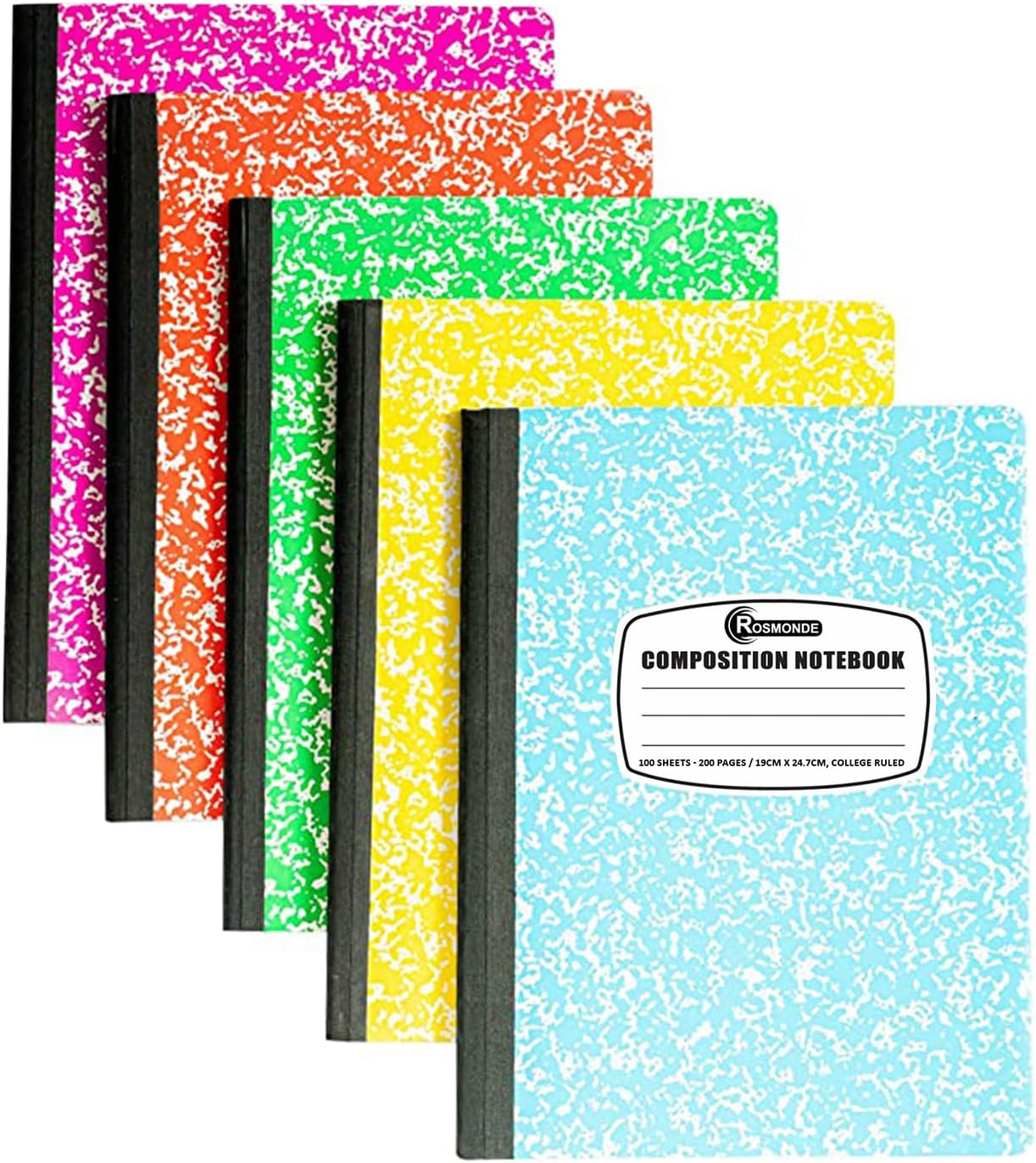 Amazon.com : Rosmonde Composition Notebooks College Ruled, 5 Pack, 200 ...
