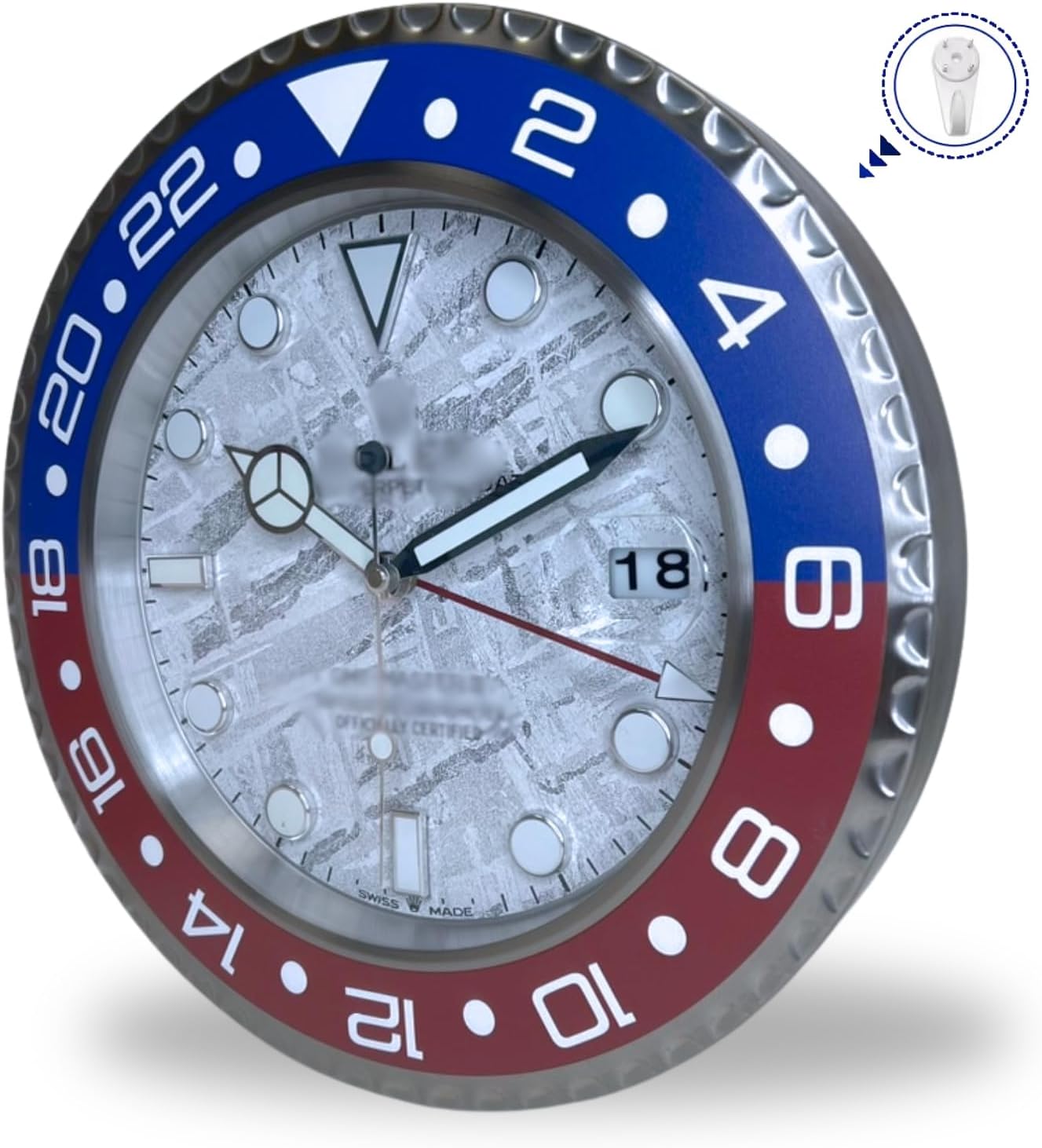 Wall Clock Homage GMT Meteorite Edition | With Date Magnifier | Silent ...