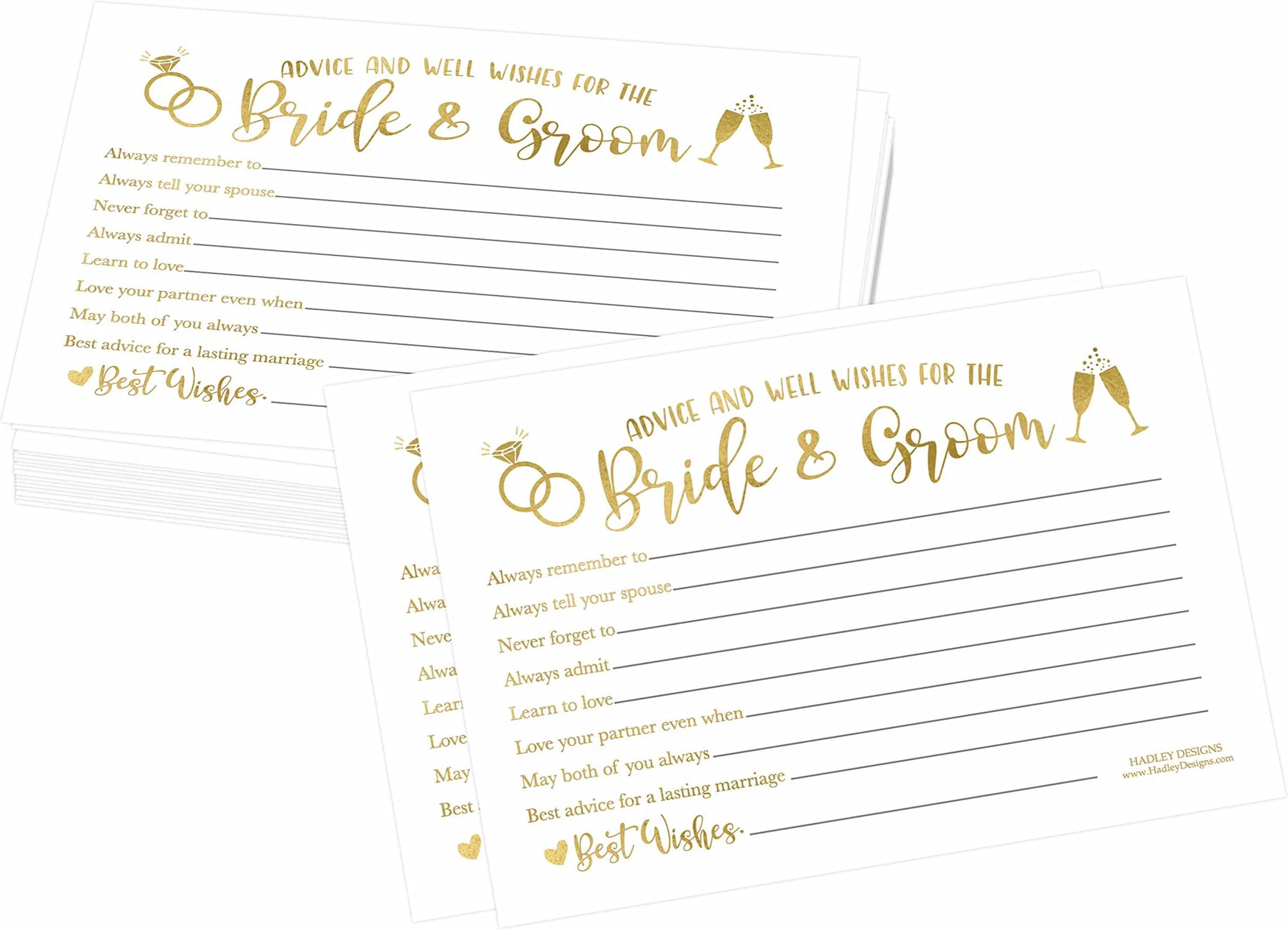 60pcs Advice and Wishes for The Mr And Mrs, Green Leaf Watercolor ...