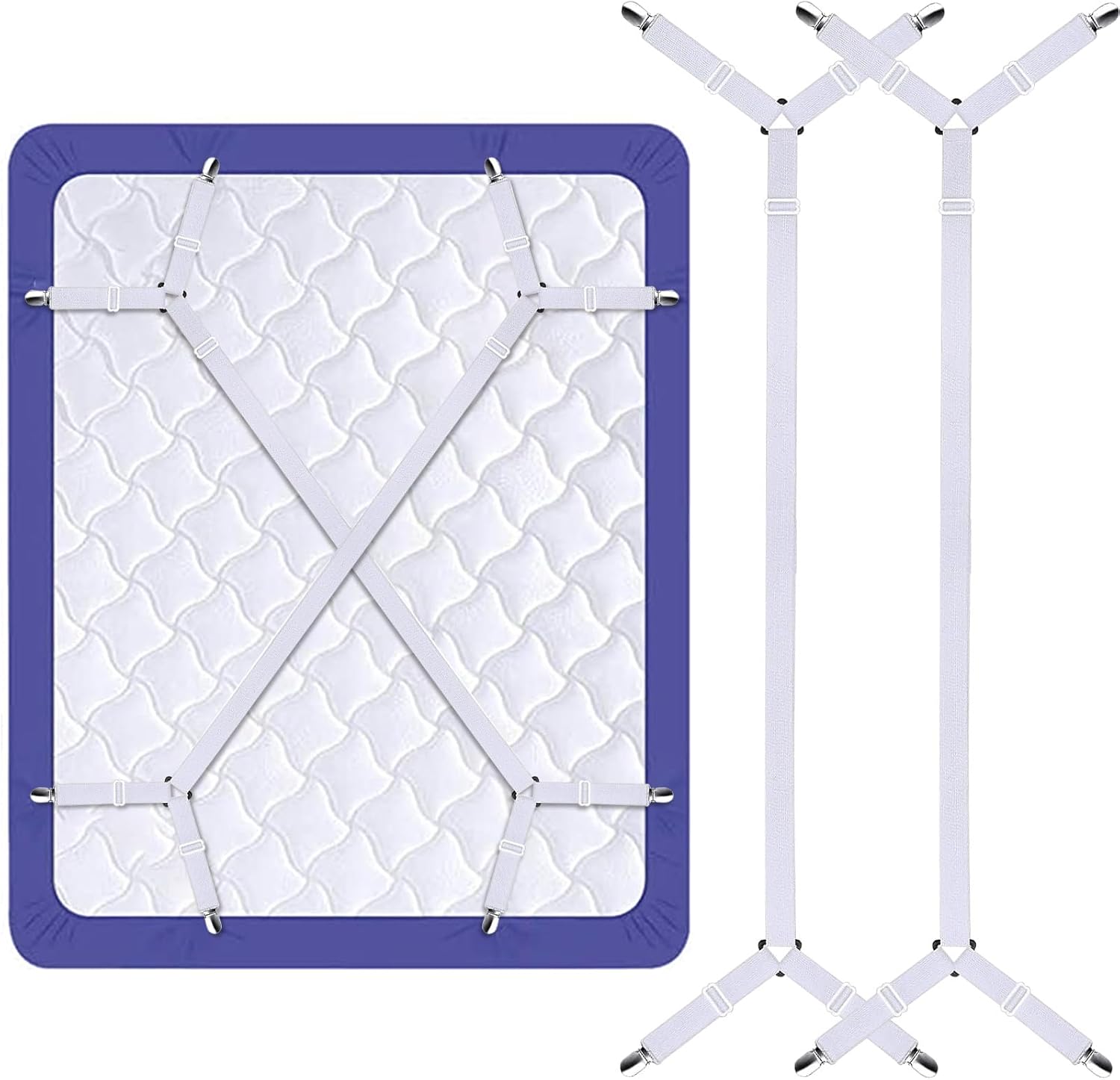 Sheet Straps, 2Pcs Adjustable Bed Sheet Straps, Crisscross Fitted Sheet ...