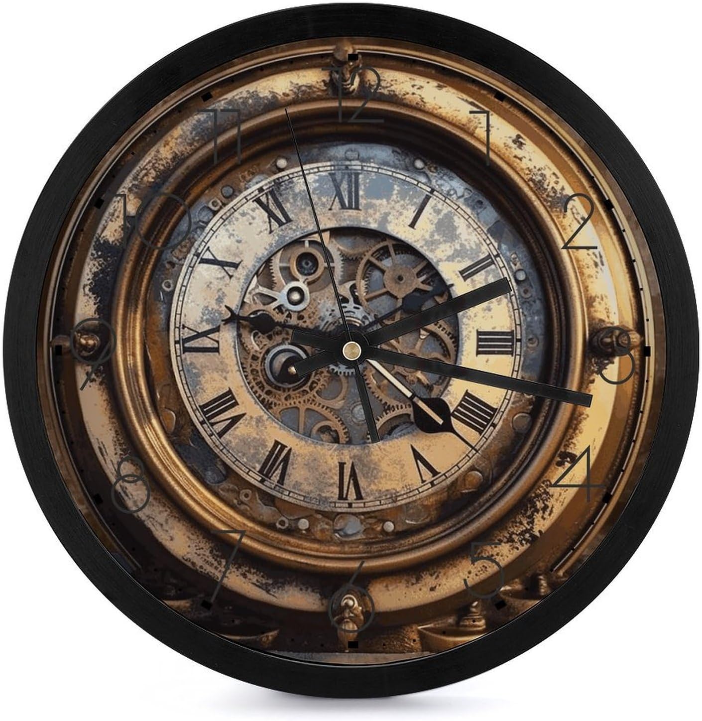 Amazon.com: QMNBTES Steampunk Clock Wall Clock Battery Operated Quartz ...