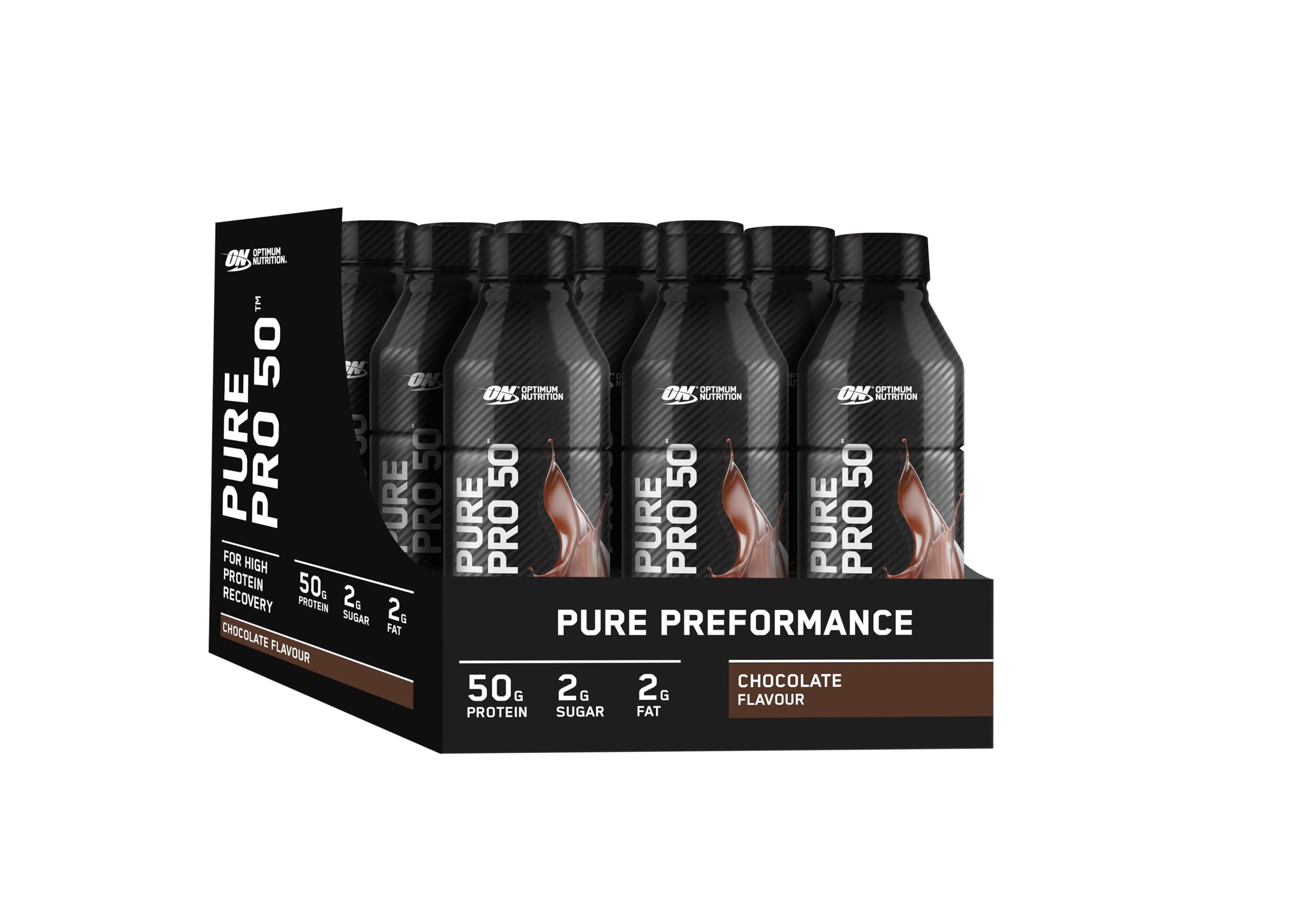 OPTIMUM NUTRITION Pure Pro 50 Protein Drink, Chocolate Flavour, 508ml ...