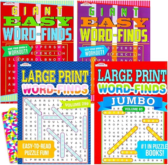 Amazon.com: Word Find Puzzle Books for Adults Seniors - Set of 4 Jumbo ...