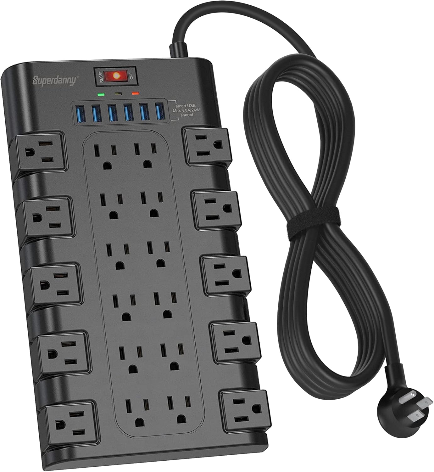 Amazon.com: Power Strip Surge Protector, SUPERDANNY 8Ft Long Extension ...