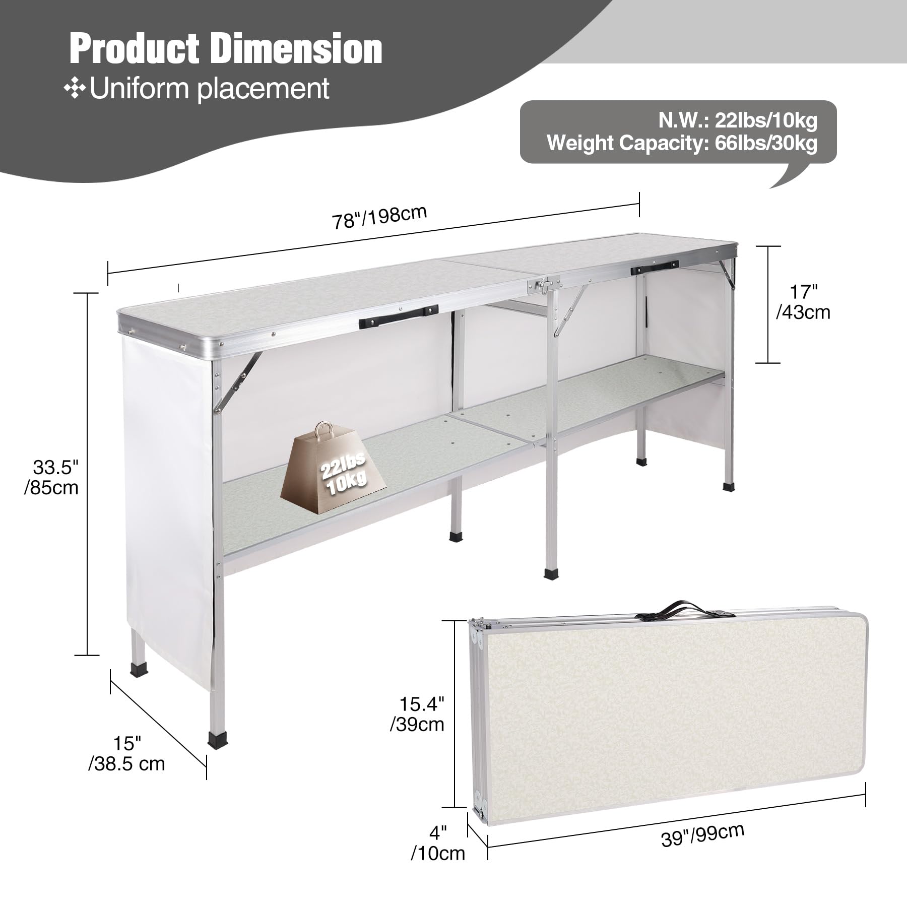 Snapklik.com : Extra Long Portable Bar Table, Pop-Up Mobile Bar ...