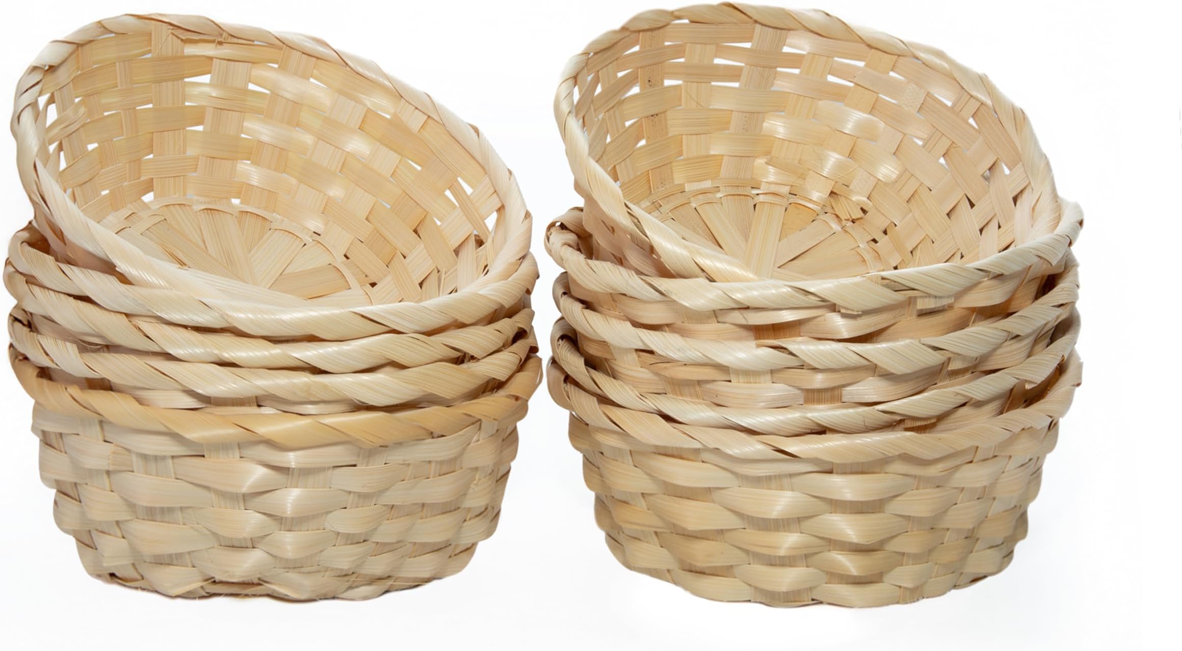 Pack of 10 Rectangle Bamboo Natural Color Wicker Bread Basket Retail ...