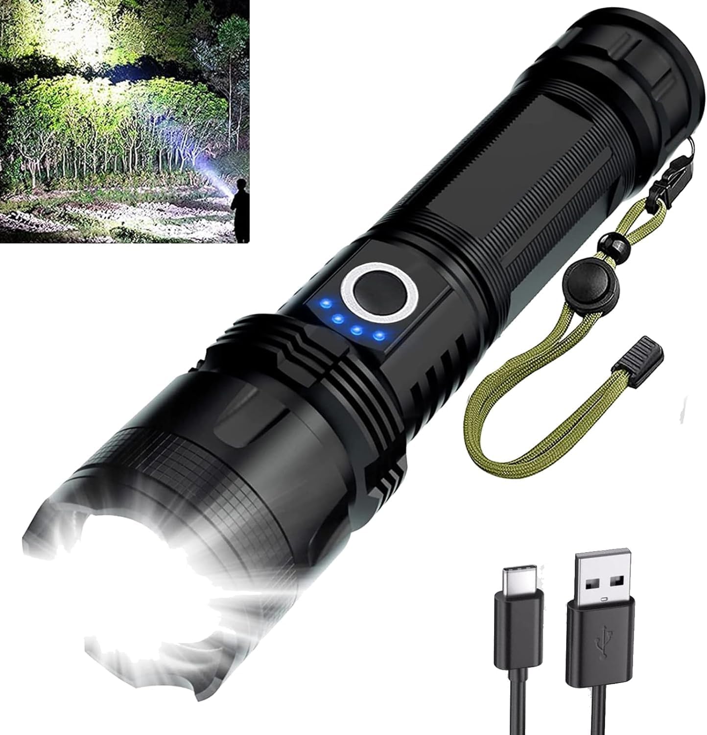 Sogidon Flashlights High Lumens Rechargeable, 900,000 Lumen LED Super Bright Tactical Flash ...