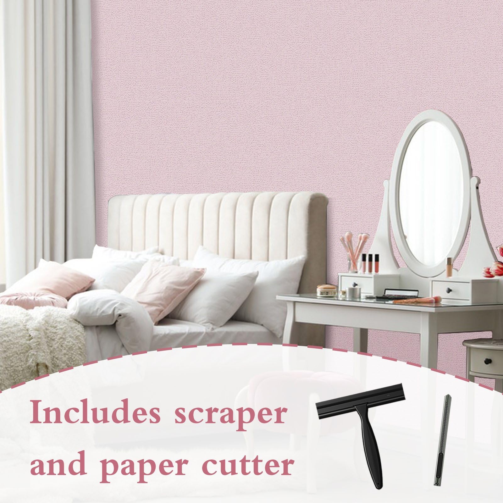 Snapklik.com : Abyssaly Pink Wallpaper Peel And Stick 118"X17.7" Pink ...