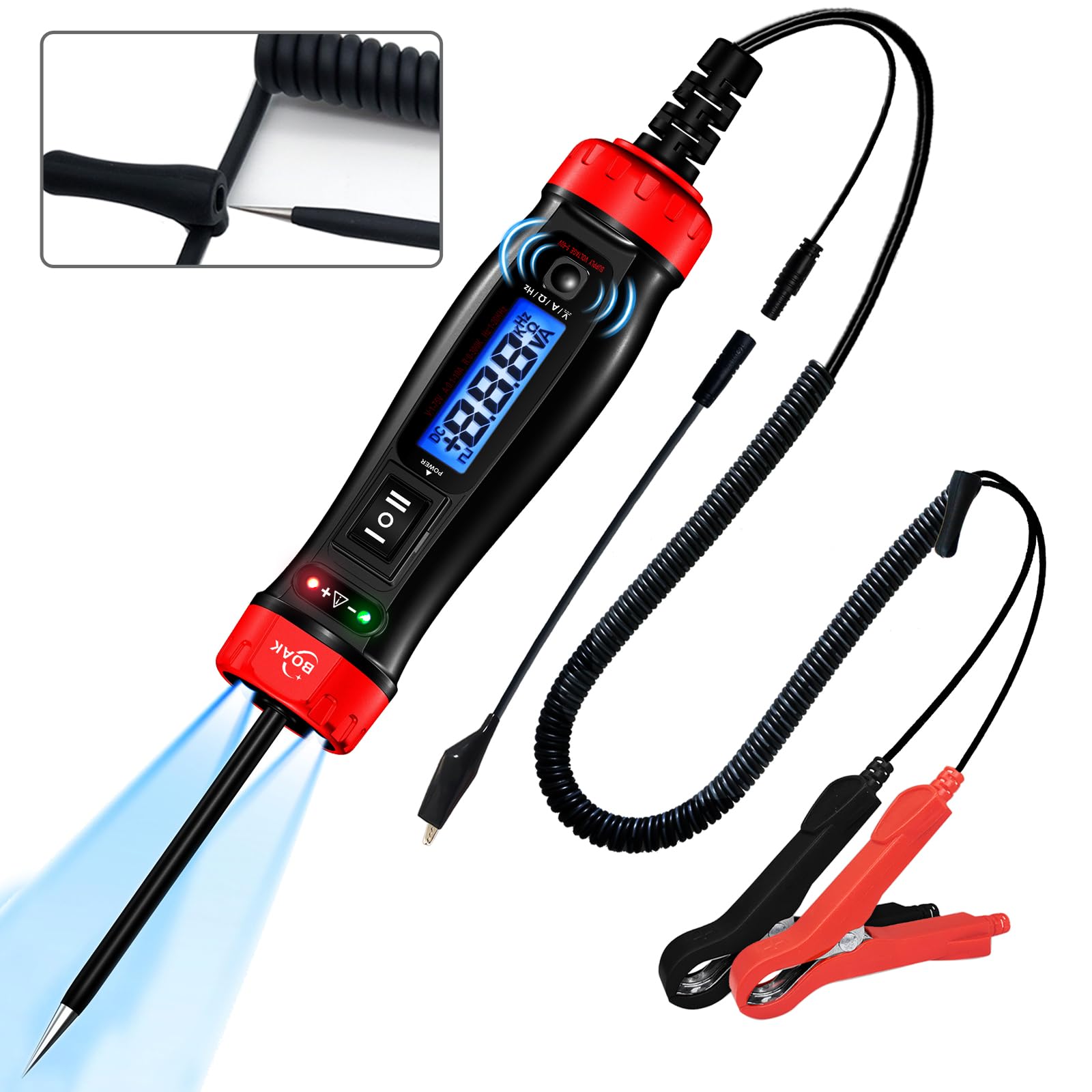 BOAK Upgrade Extra-Function Test Light,3-75V DC Automotive Test Light ...