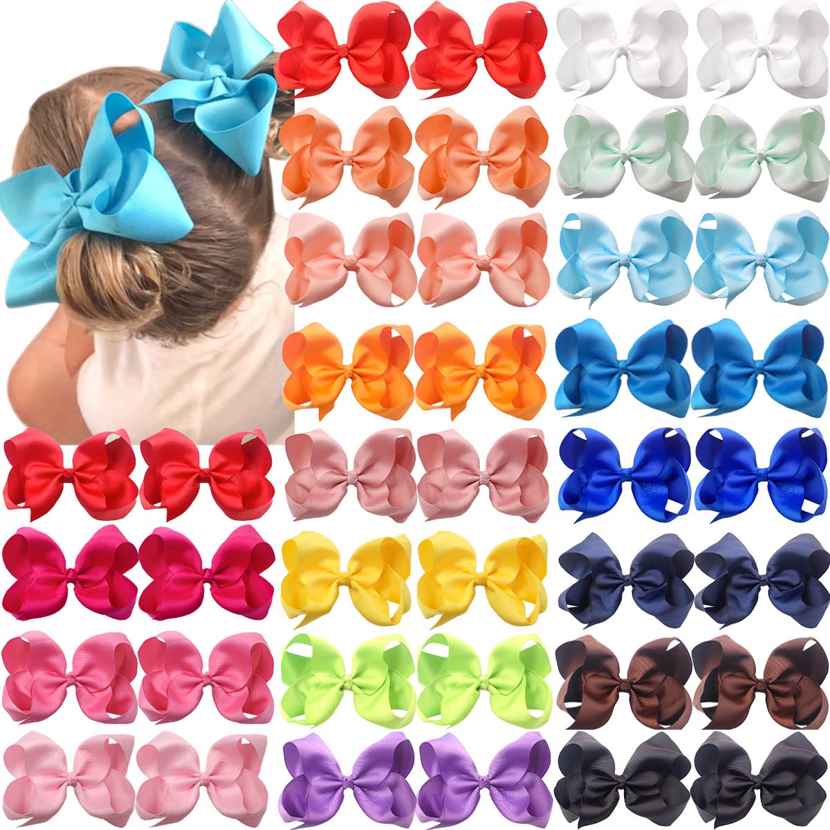 Amazon.com : CÉLLOT Big Bows for Girls 40 PCS Grosgrain Ribbon Boutique ...