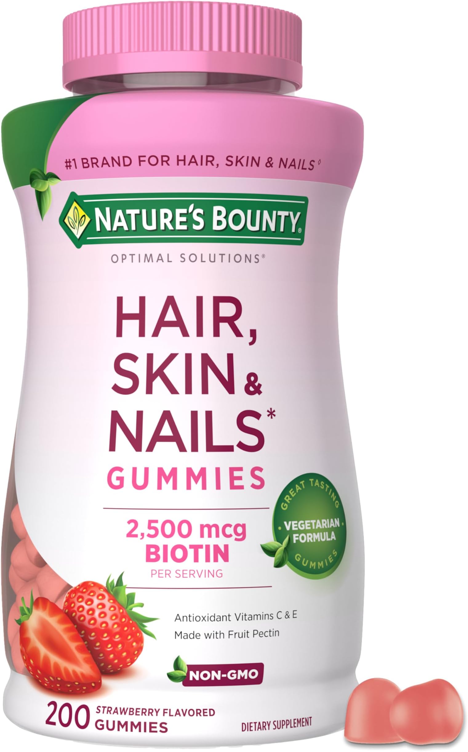 Amazon.com: Nature's Bounty Optimal Solutions Hair, Skin and Nails Pectin Gummies, 2500 mcg ...