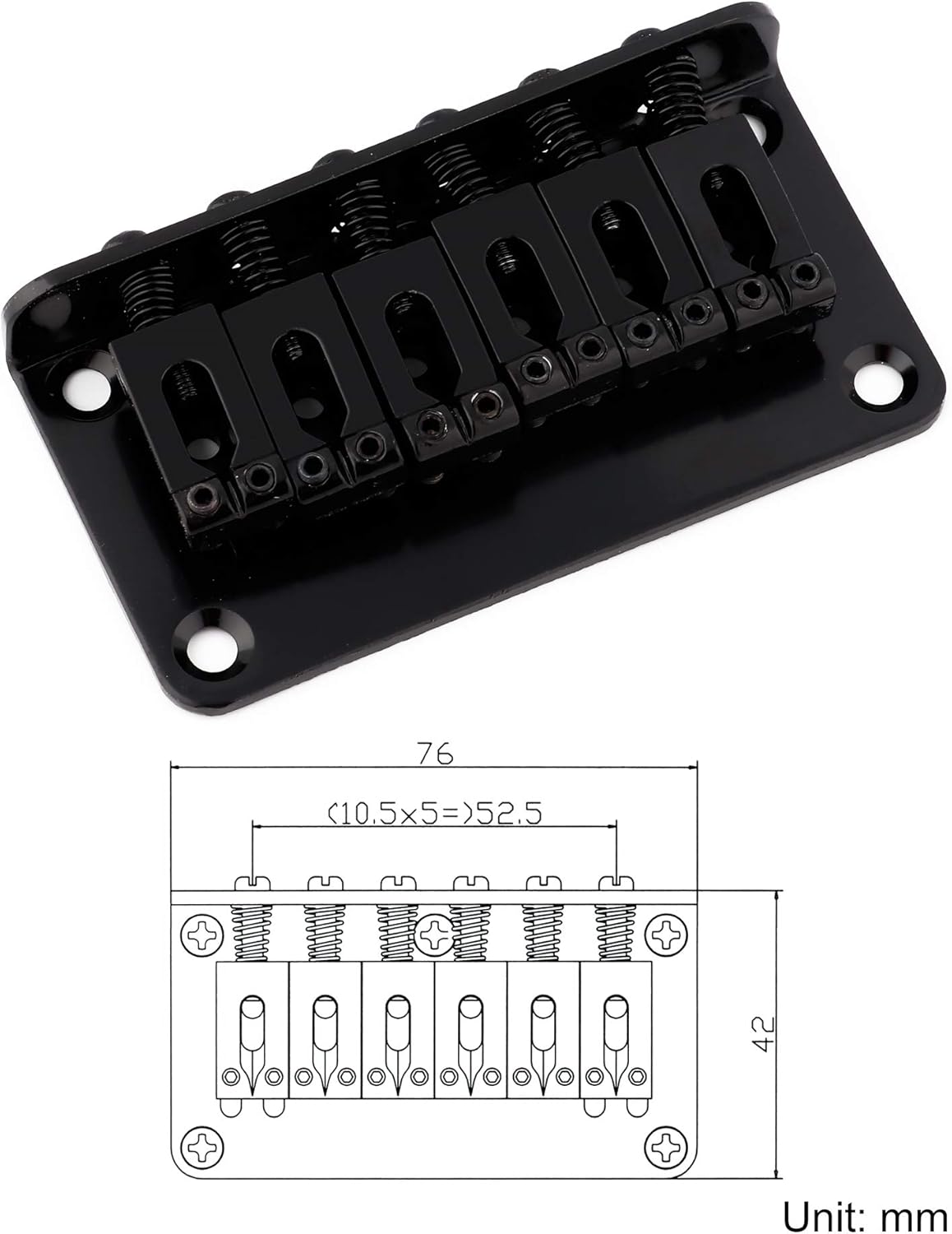 Buy Metallor Top Load Guitar Bridge Tailpiece Fixed Hardtail Saddle ...