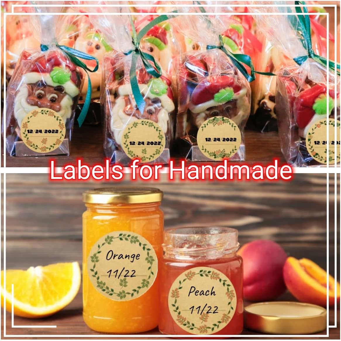 Jar Stickers Roll 500PCS 2 Inch Wreath Design with Line for Writing ...