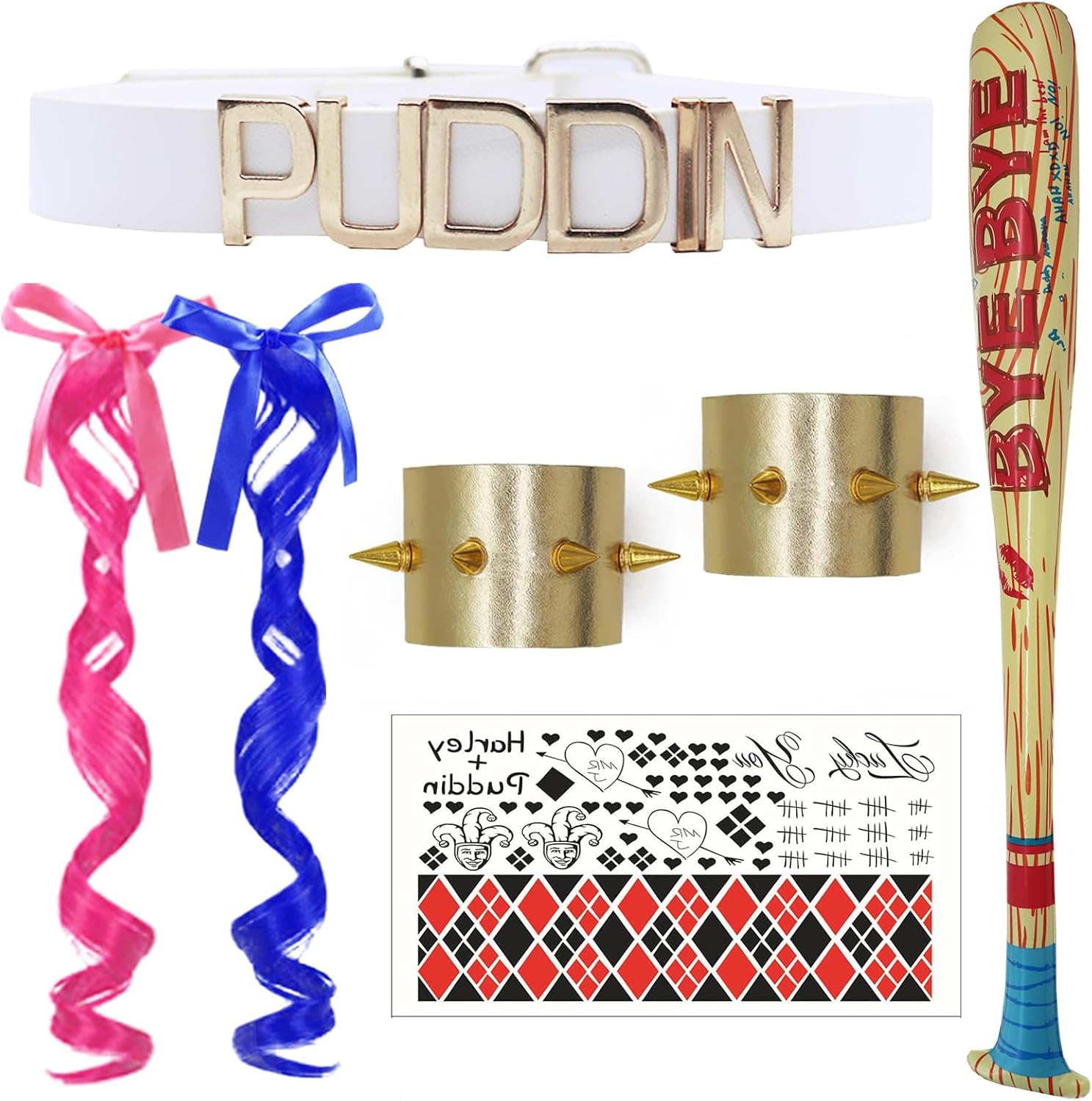 7 Pcs Quinn Accessory Set for Adult, Halloween Fancy Dress Cosplay ...