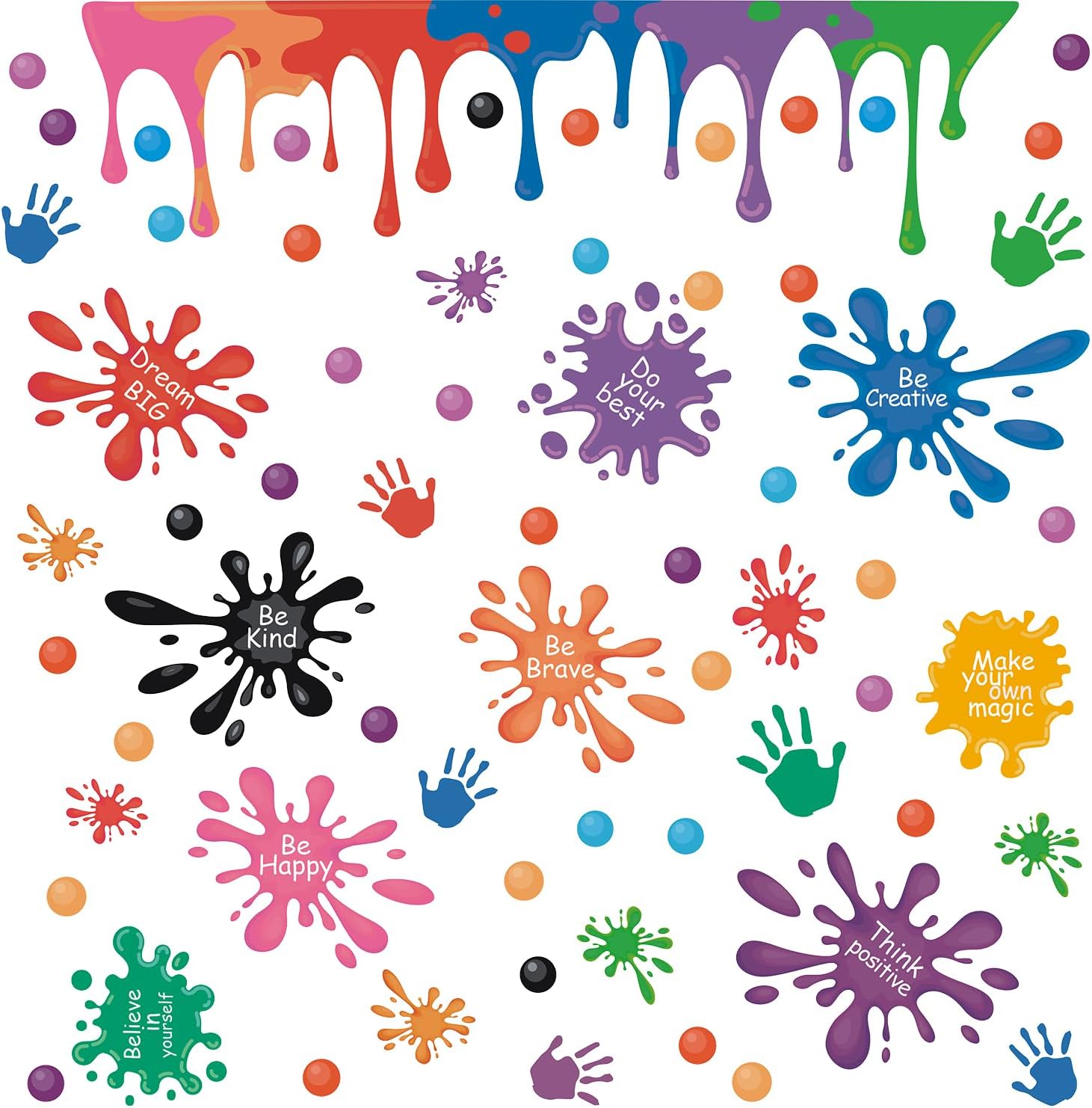 Amazon.com: Maydahui 50 PCS Colorful Handprint Wall Decal Paint Splash ...