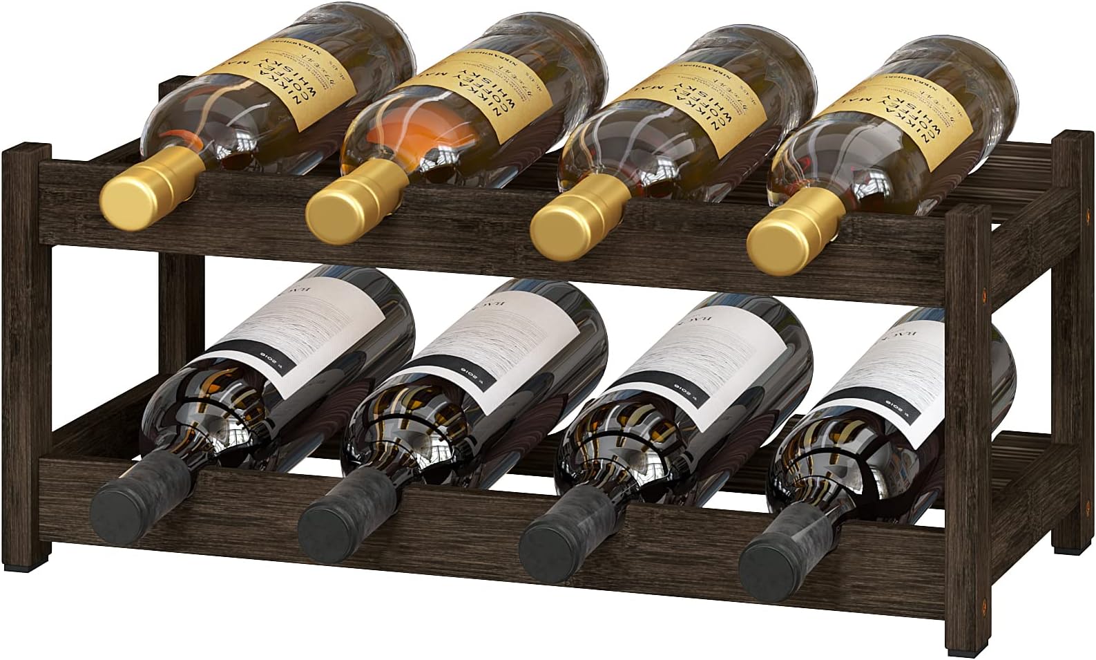 Amazon.com: 8 Bottle Wine Rack Countertop Free Standing Floor Stackable ...