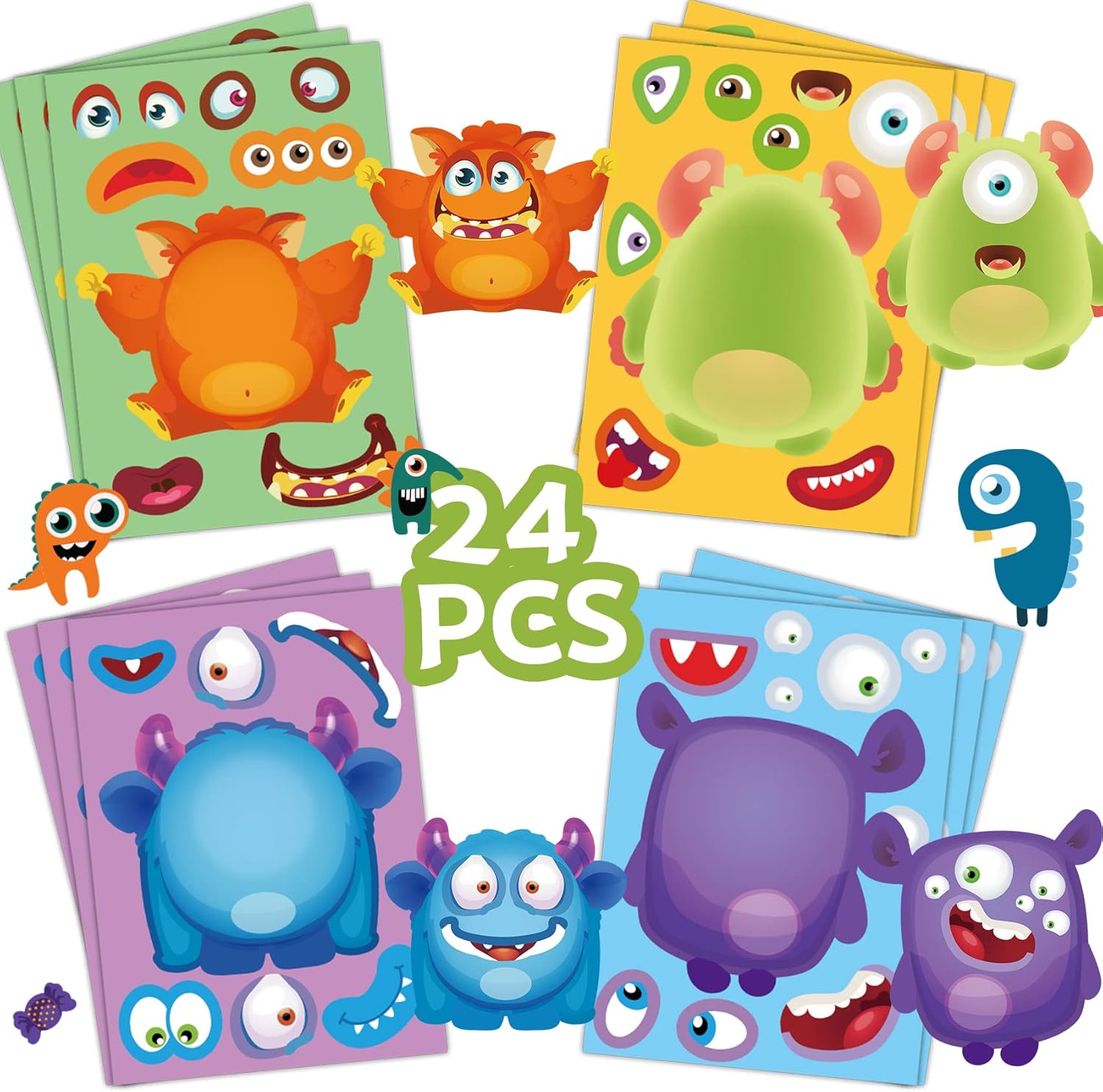 Amazon.com: Happy Storm Halloween Monster Stickers Halloween Party ...