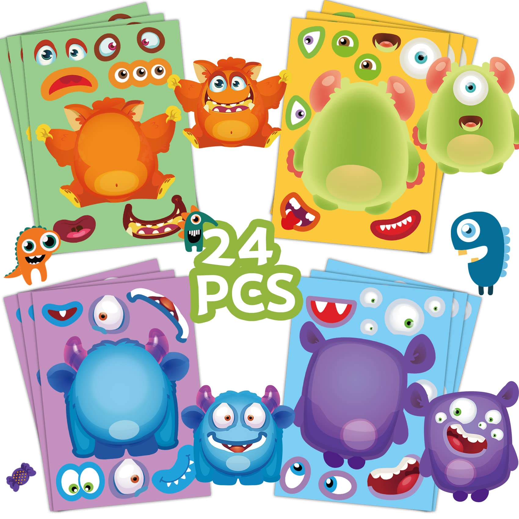 Halloween Monster Stickers Halloween Party Games For Kids Make Monster ...