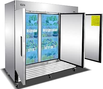 Amazon.com: KITMA 72 Cu. Ft Commercial Refrigerators 3 Doors Reach-in ...