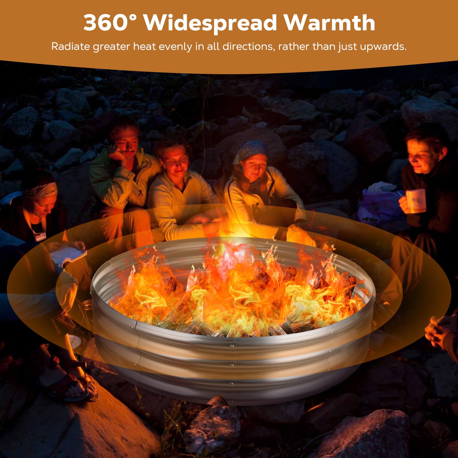 Snapklik.com : 48 Inch Round Galvanized Fire Pit Ring, Silver Round ...