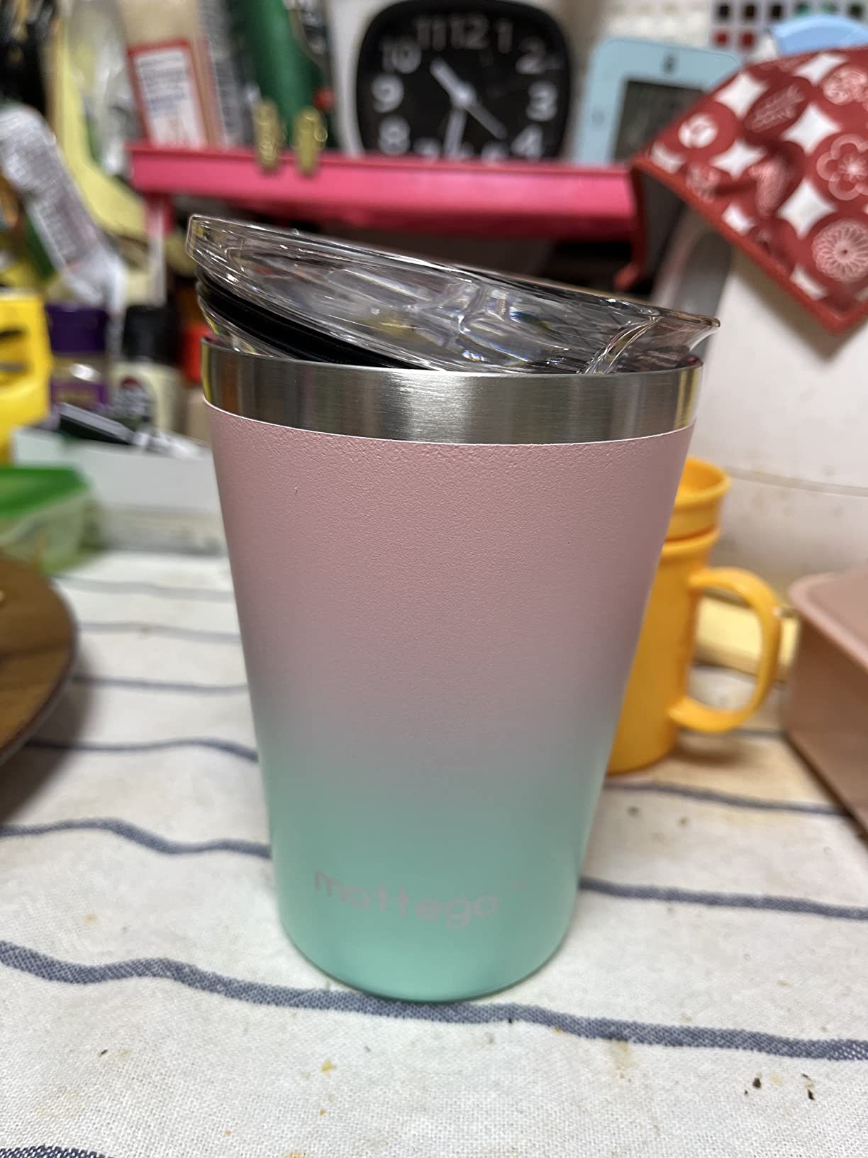 Amazon.co.jp: mottego (モッテゴー) マグカップ タンブラー 真空断熱 コンビニカップとしても使える 2Way仕様 ステンレス 製 (370ml (蓋使用時320ml ...