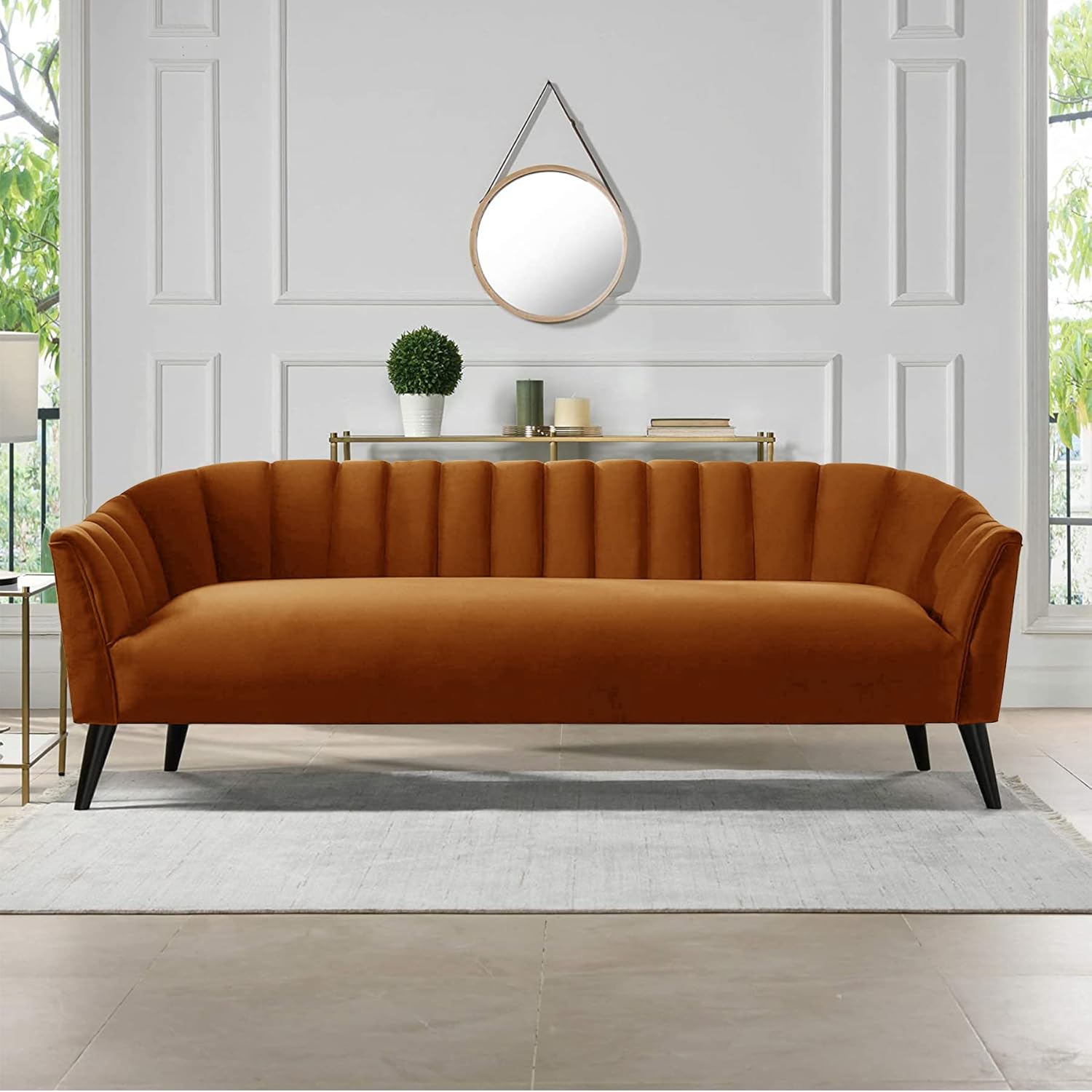 CLOUDZILLA Three Seater Sofa Set (Fabric, Golden Color) : Amazon.in ...