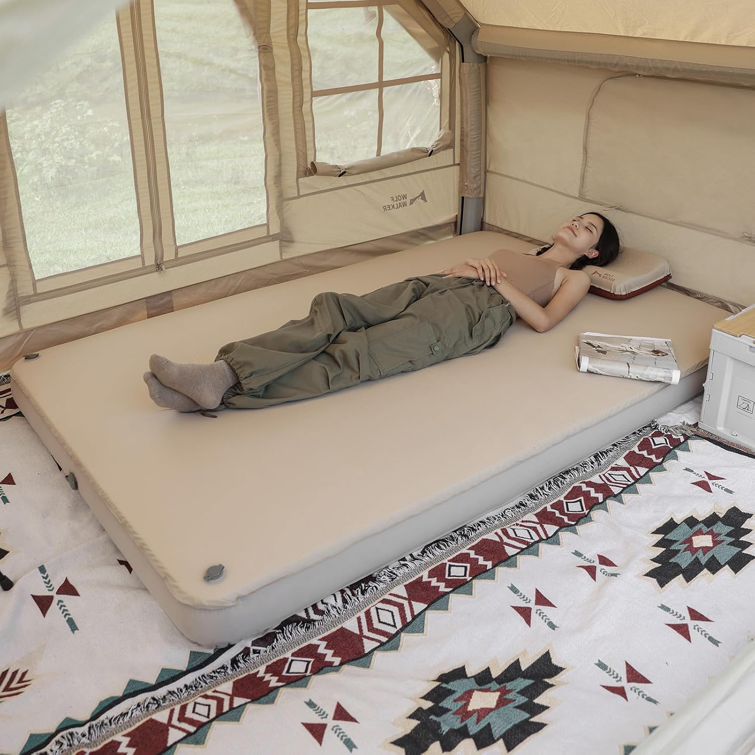 Amazon.com: WOLF WALKER Air Mattress Twin Self-Inflation Airbed Comfort ...