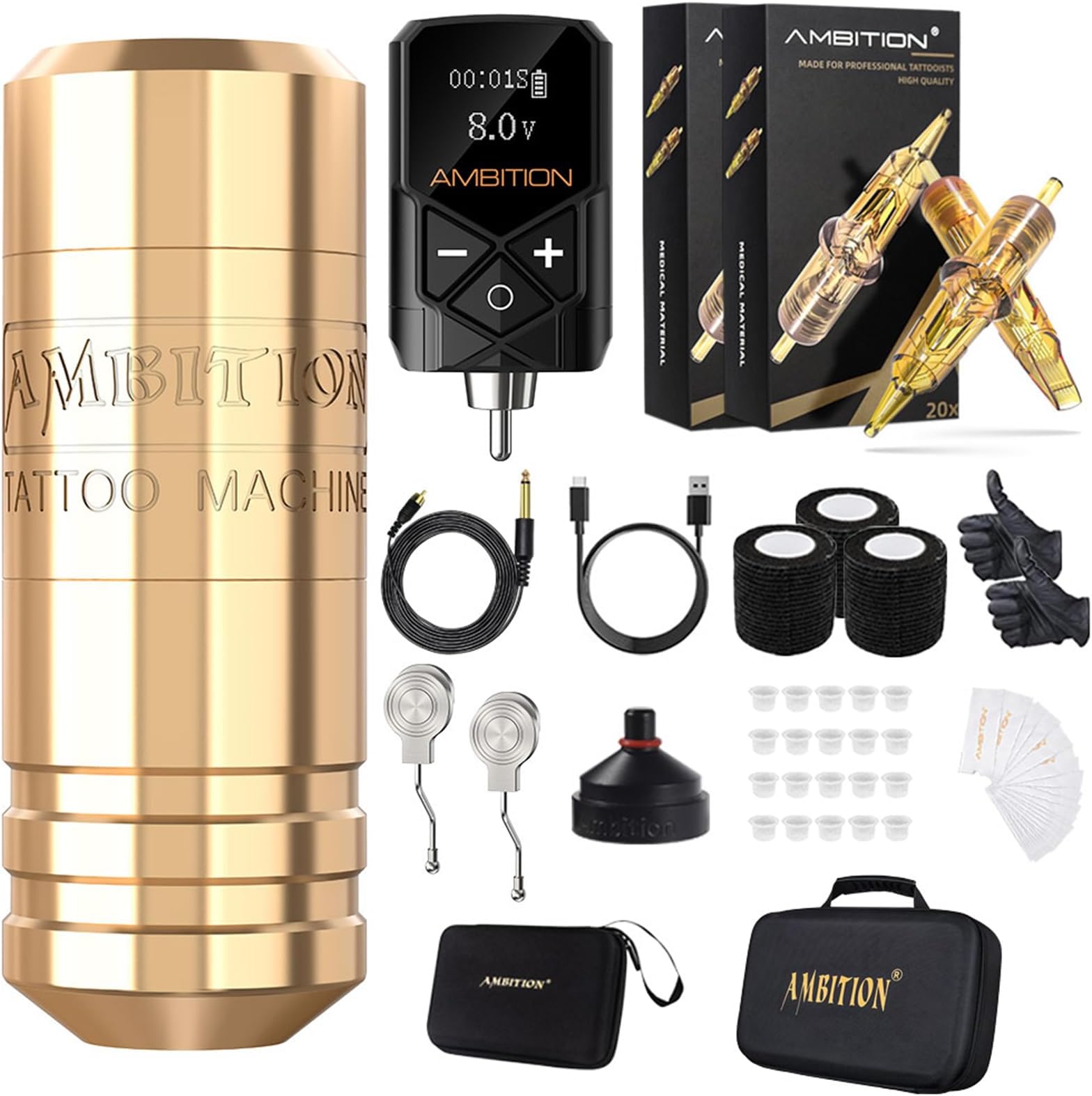 Amazon.com: Ambition Shura Rotary Tattoo Machine with Kuark Wireless ...