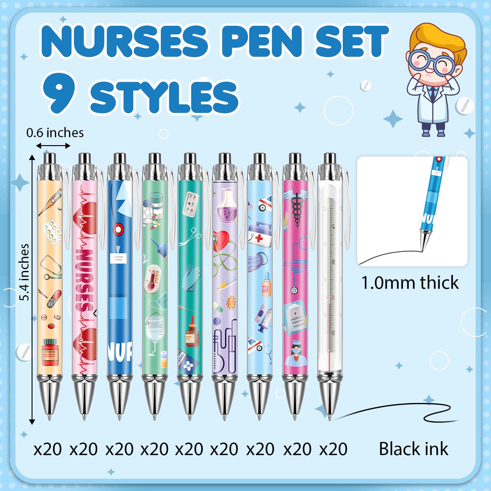 Snapklik.com : 180 Pieces Nurse Pens Funny Retractable Nurse Pens Nurse ...