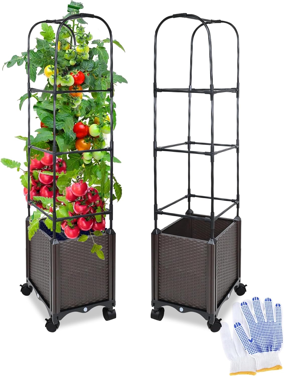 Tomato Planter Boxes with Trellis, Self Watering Raised Garden Bed for ...