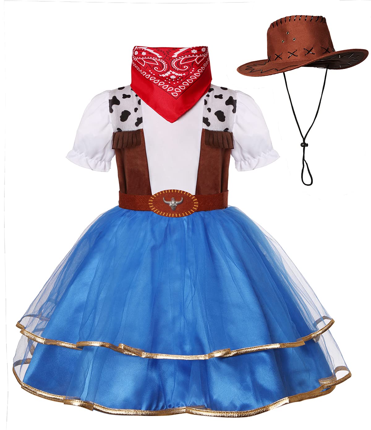 Gomukot Kids Cowgirl Costume for Girls Halloween Western Rodeo Dress Up ...