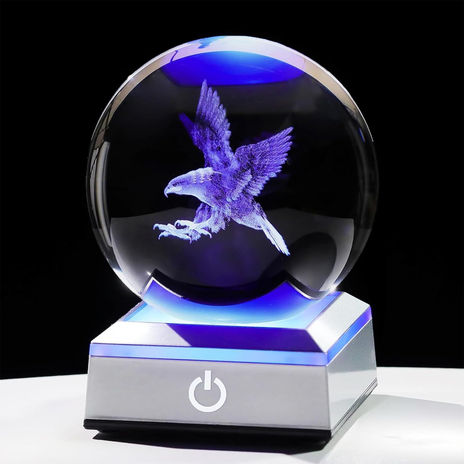 Amazon.com: QIANCHANG 80mm 3D Eagle Crystal Ball with LED Stand, Animal ...