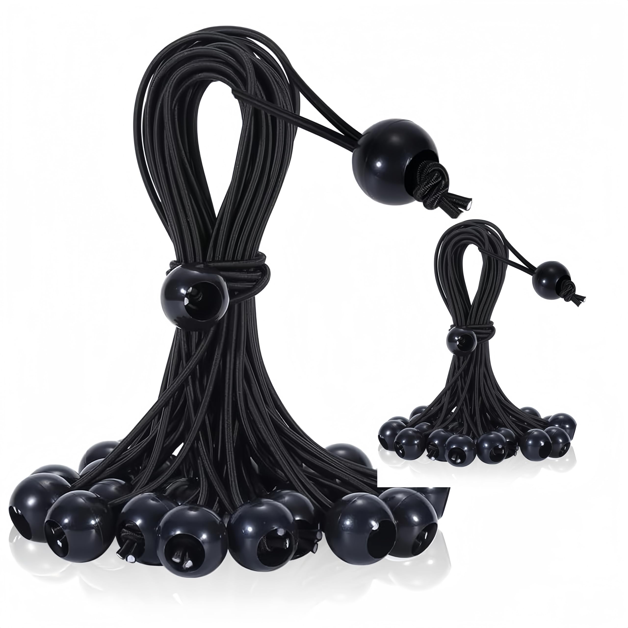 Lanlord 11 Inch Black Bungee Cords with Balls - 60 Pcs Elastic Ball ...