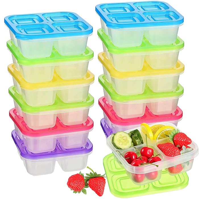 Buy 12 Pieces Divided Lunch Containers Square Snack Box Containers ...