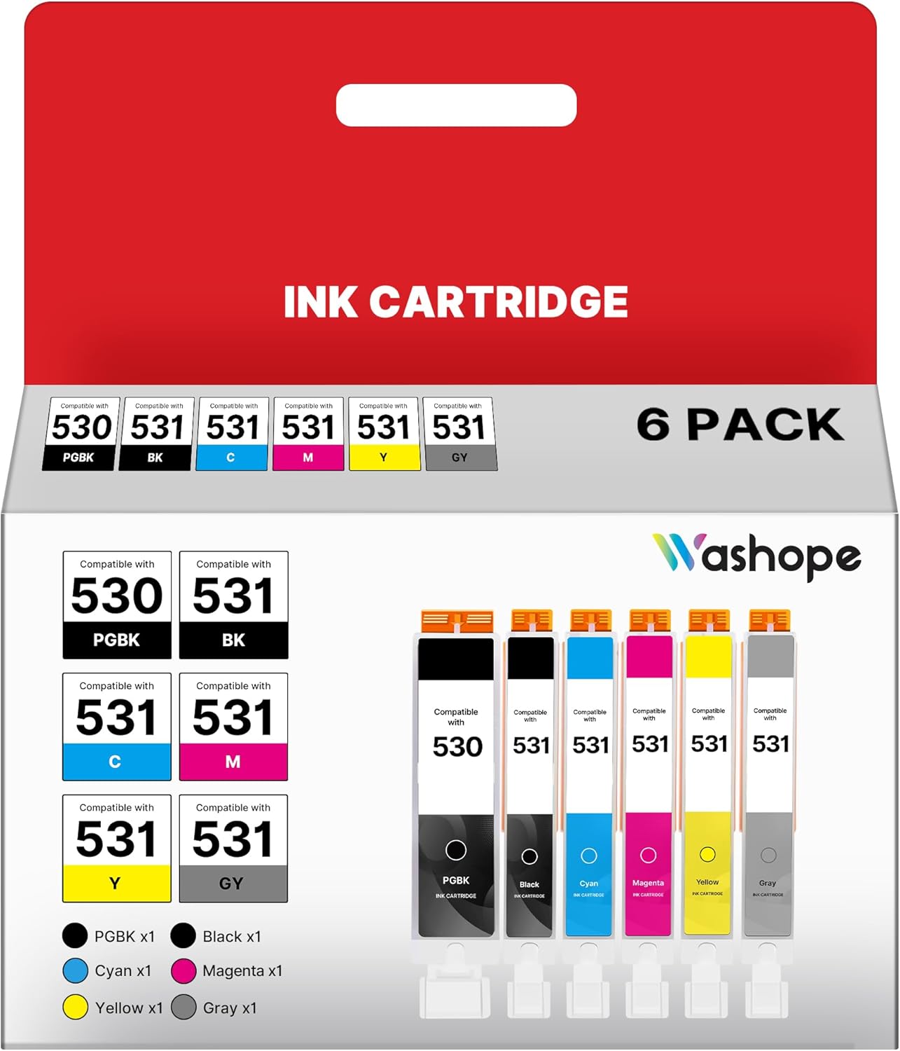 PGI-530 CLI-531 Ink Cartridges Compatible with Canon 530 531 XXL 530XXL ...