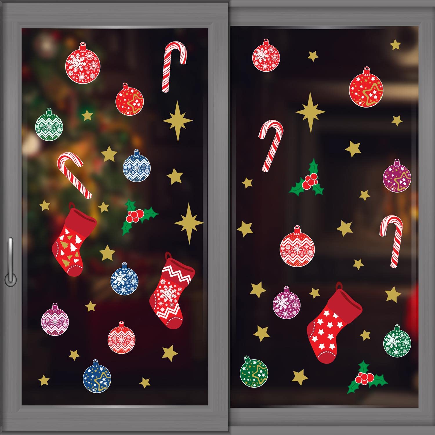 Amazon.com: Christmas Window Clings Snowflake Decorations Holiday Large ...