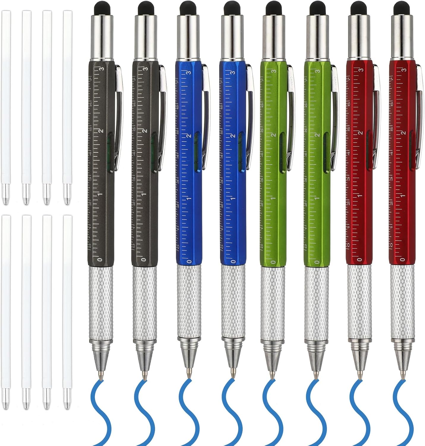 Amazon.com : Lragvtbk 8 Pieces Blue Ink Multi Tool Tech Pen Gift Pen ...