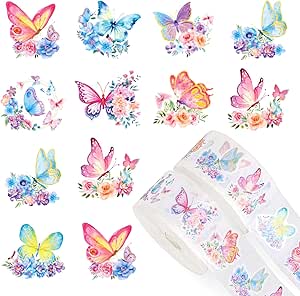 Amazon.com: Whaline 1600Pcs Butterfly Flower Stickers Roll Spring ...
