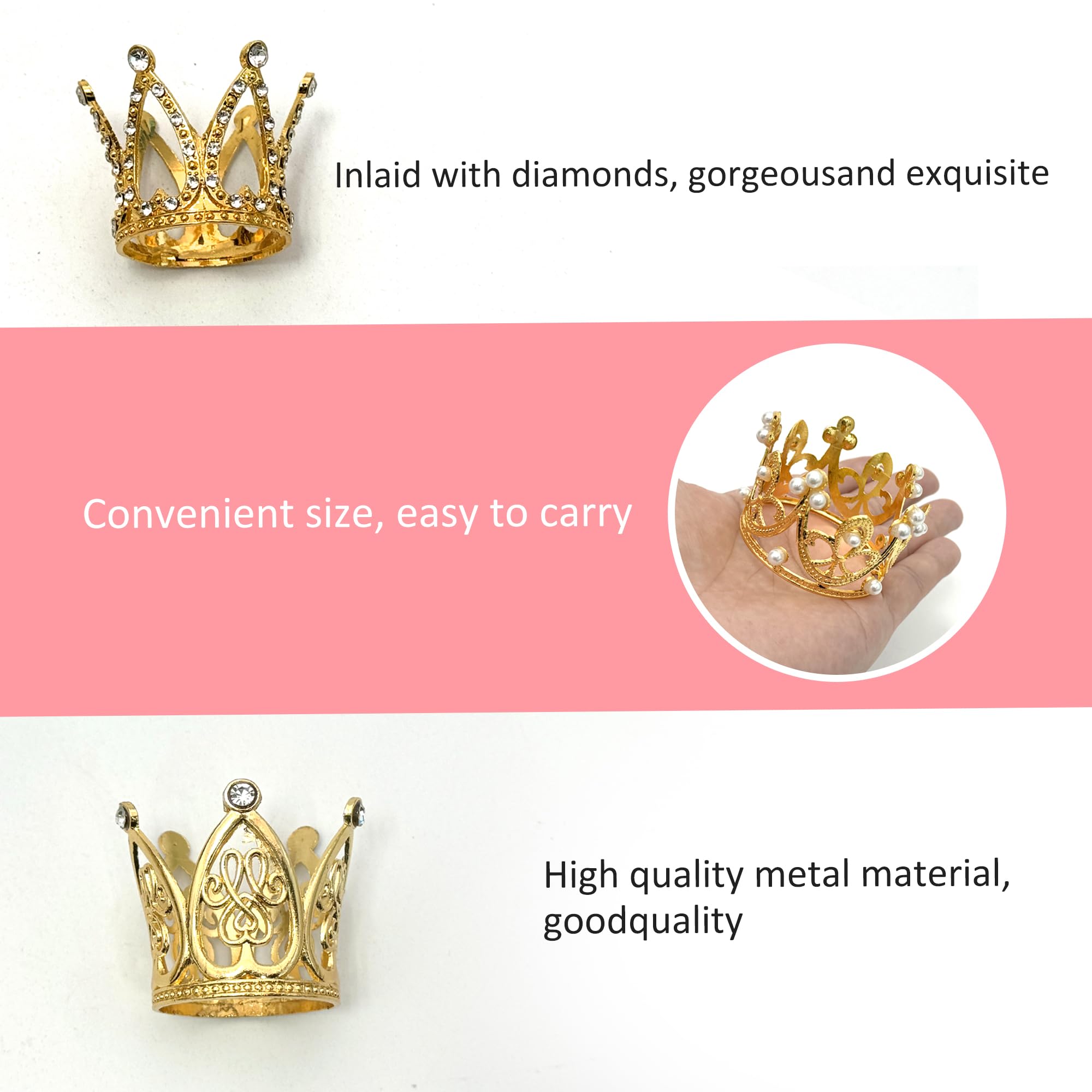 Snapklik.com : 37 PCS Crown Cake Topper Mini Gold Crown Butterfly Disco ...