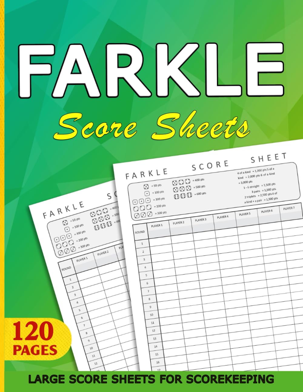 Farkle Score Sheets: Farkle Scorecards, Large Print Score Pads for ...