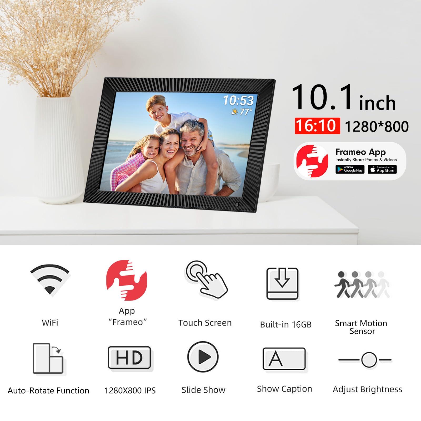 Snapklik.com : 32GB FRAMEO 10.1 Inch Smart WiFi Digital Photo Frame ...