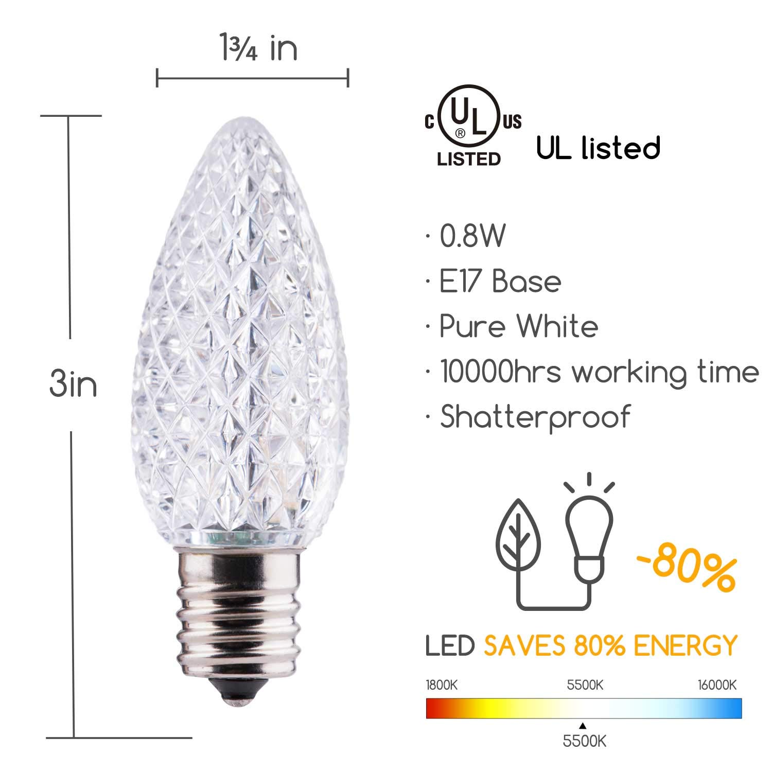 Snapklik.com : 25 Pack C9 Led Replacement Christmas Light Bulb, C9 ...