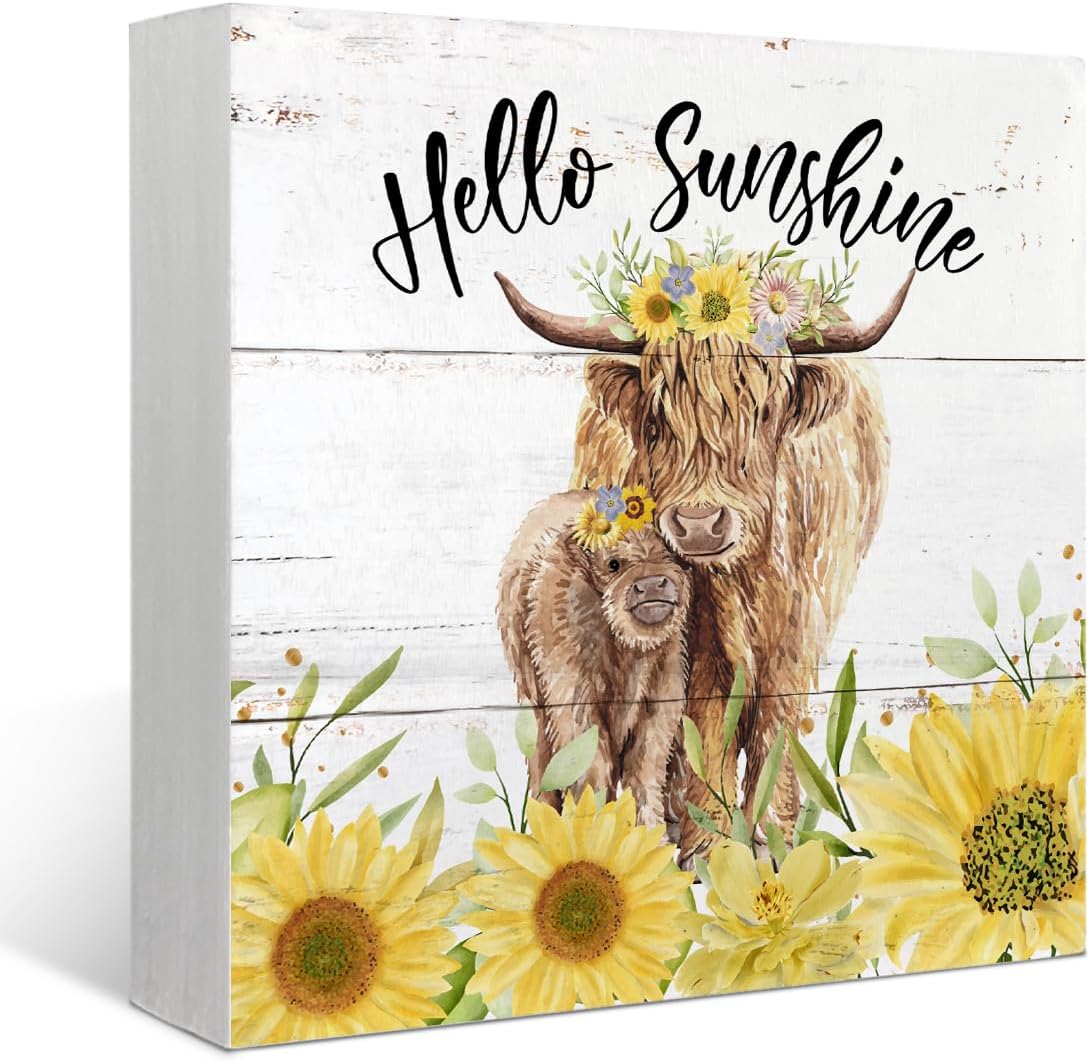 Amazon.com: Mtrgdn Summer Decor,Sunflower Highland Cow Decorations ...