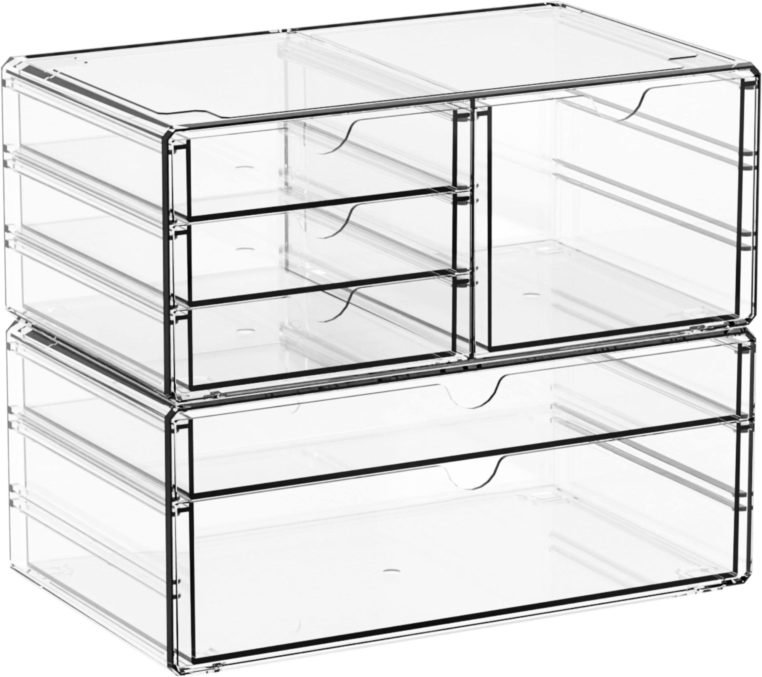 Amazon.com: Cq acrylic 2 Pack Stackable Storage Drawers,12''W Acrylic ...