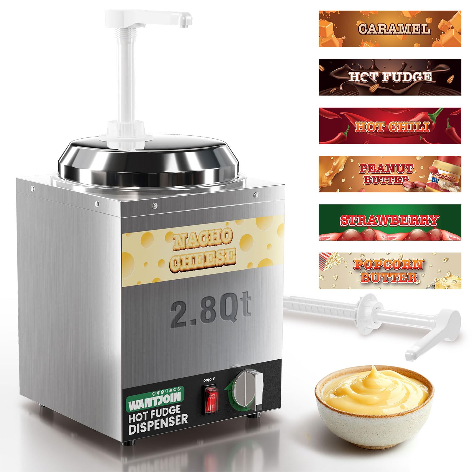 WantJoin Nacho Cheese Dispenser with Pump,2.8Qt Nacho Cheese Warmer ...