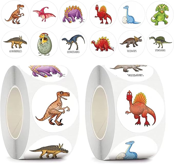 Amazon.com: Dinosaur Stickers for Kids - 1000 Pcs Round Animal Reward ...