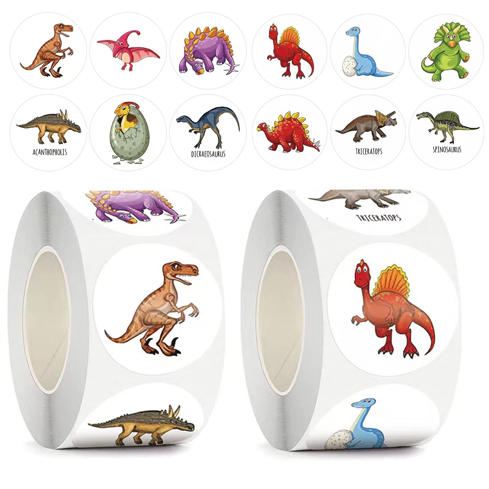 Amazon.com: Dinosaur Stickers for Kids Boy Teacher 1000 Pcs Round ...