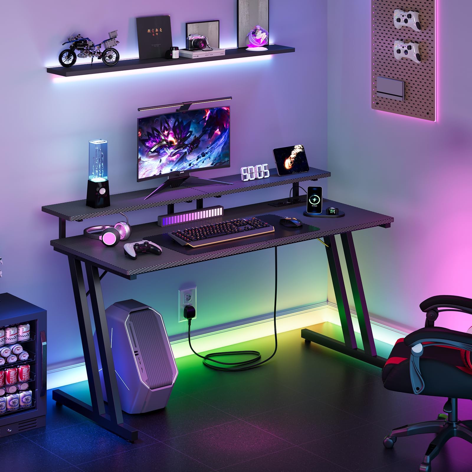 Dripex Bureau Gaming 120x48 cm Bureau Gamer Informatique Ergonomique ...